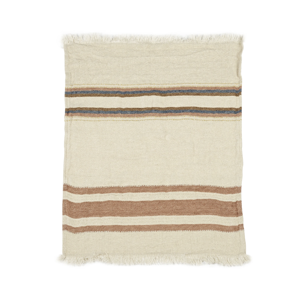 Harlan Belgian Fouta Throw | Rustic Linen Throw or Tablecloth